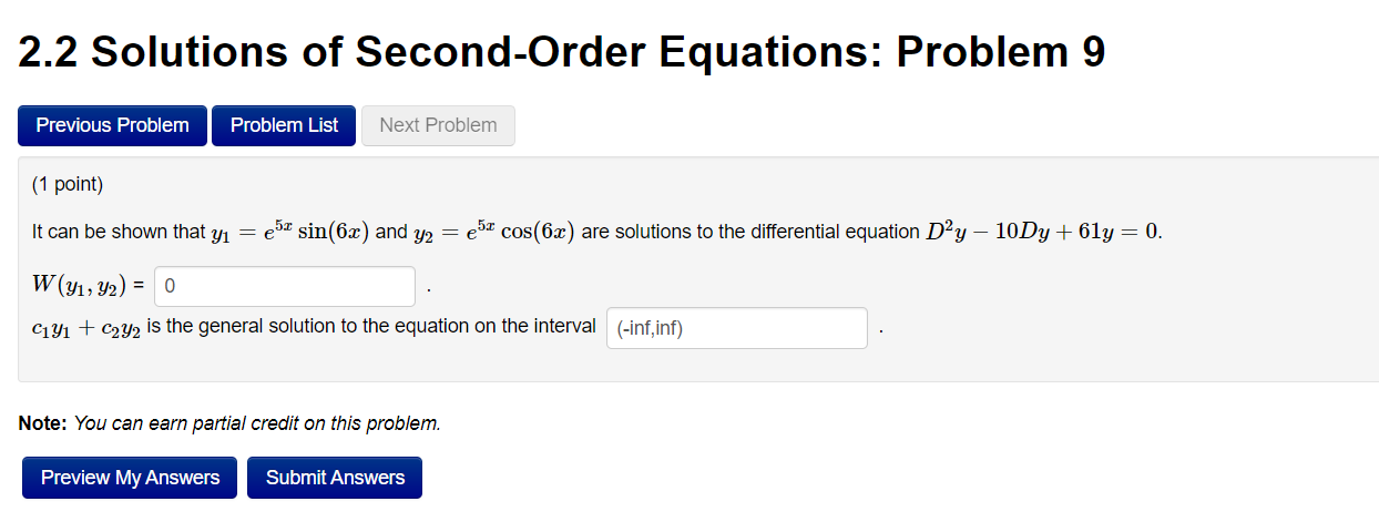 Solved 2.2 Solutions of Second-Order Equations: Problem 9 | Chegg.com