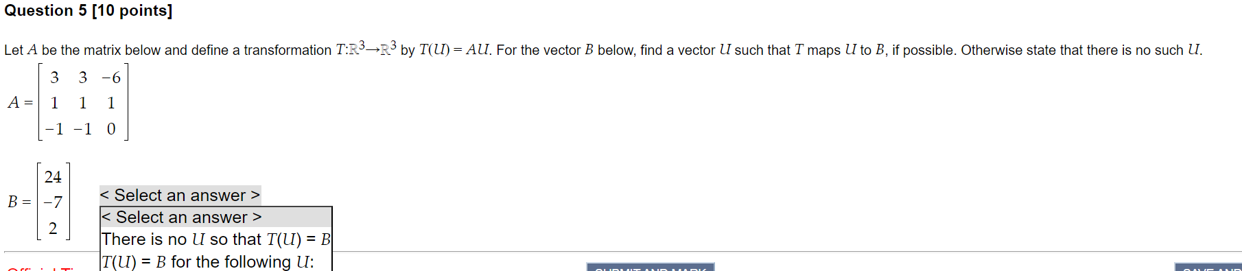 Solved Question 5 [10 points] Let A be the matrix below and | Chegg.com