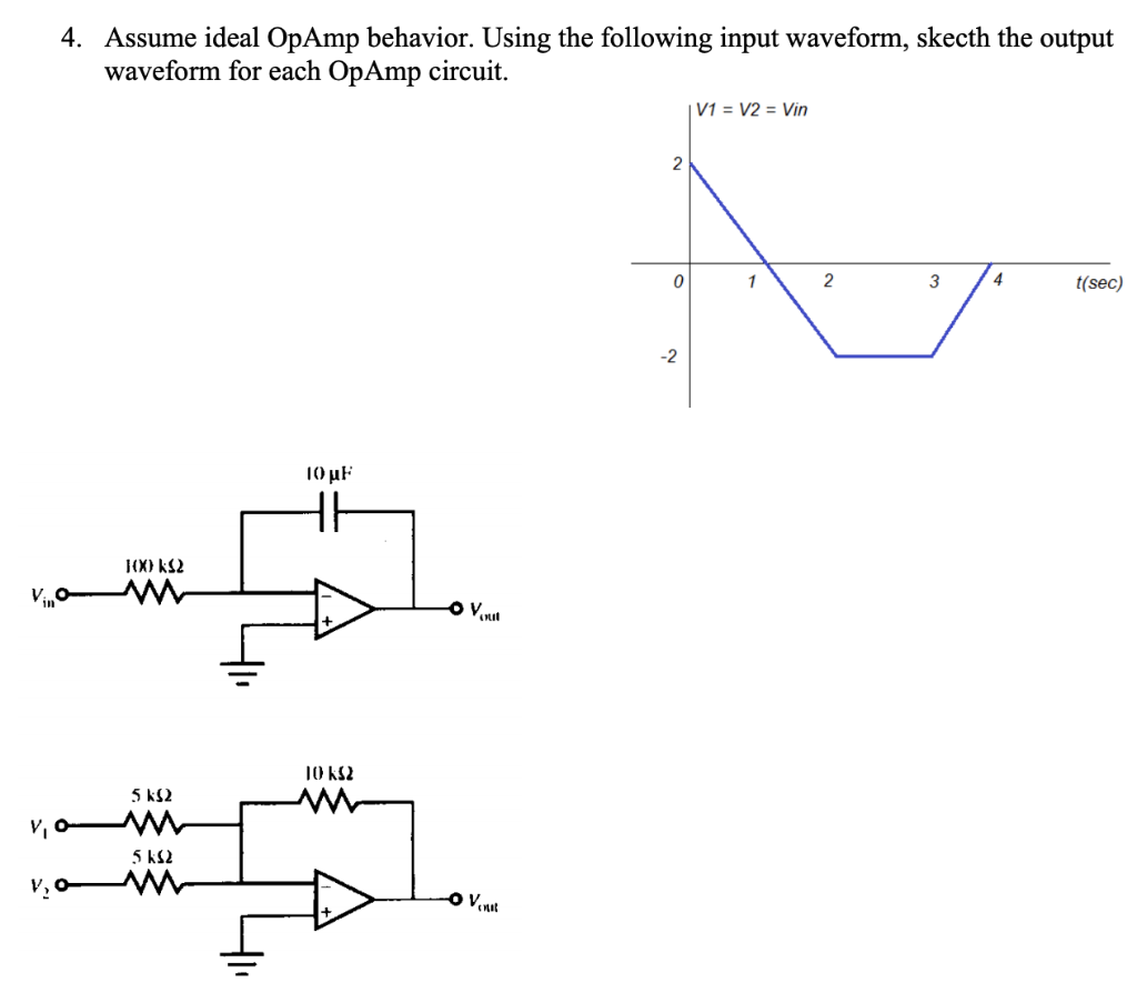 Solved 4. Assume ideal OpAmp behavior. Using the following | Chegg.com