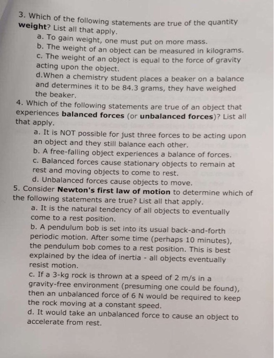 Solved 1. Which of the following statements are true of | Chegg.com