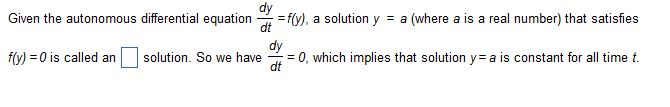 Solved Given the autonomous differential equation dtdy=f(y), | Chegg.com