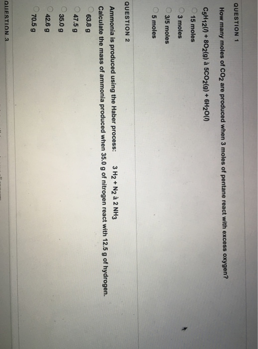 Solved QUESTION 1 How many moles of CO2 are produced when 3 | Chegg.com