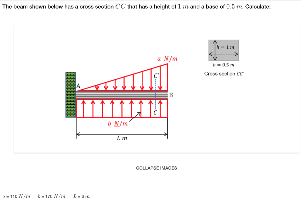 Solved The beam shown below has a cross section CC that has | Chegg.com