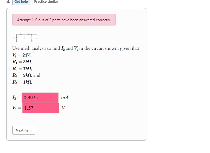 Solved Attempt 1: 0 ﻿out of 2 ﻿parts have been answered | Chegg.com