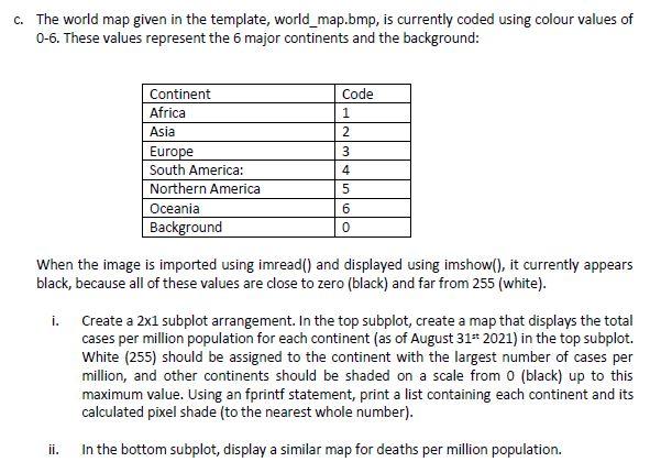 Solved C. The world map given in the template, | Chegg.com