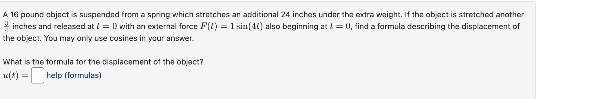 16 pound object is suspended from a spring which | Chegg.com