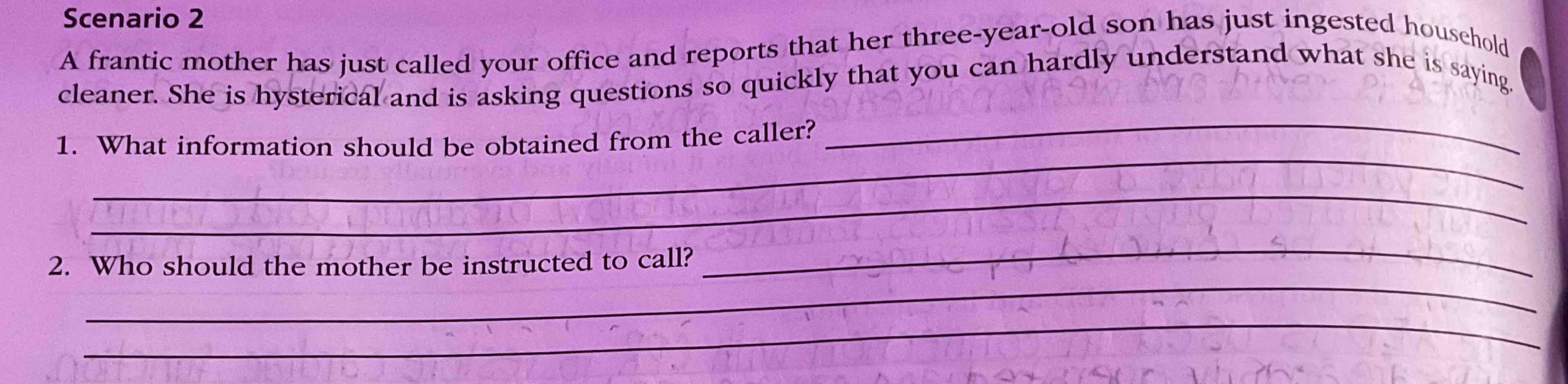 Solved Scenario 2A frantic mother has just called your | Chegg.com