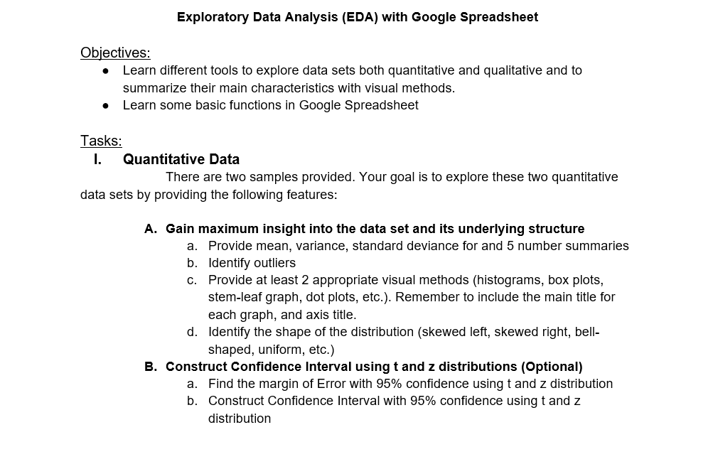 Solved Exploratory Data Analysis EDA With Google Chegg