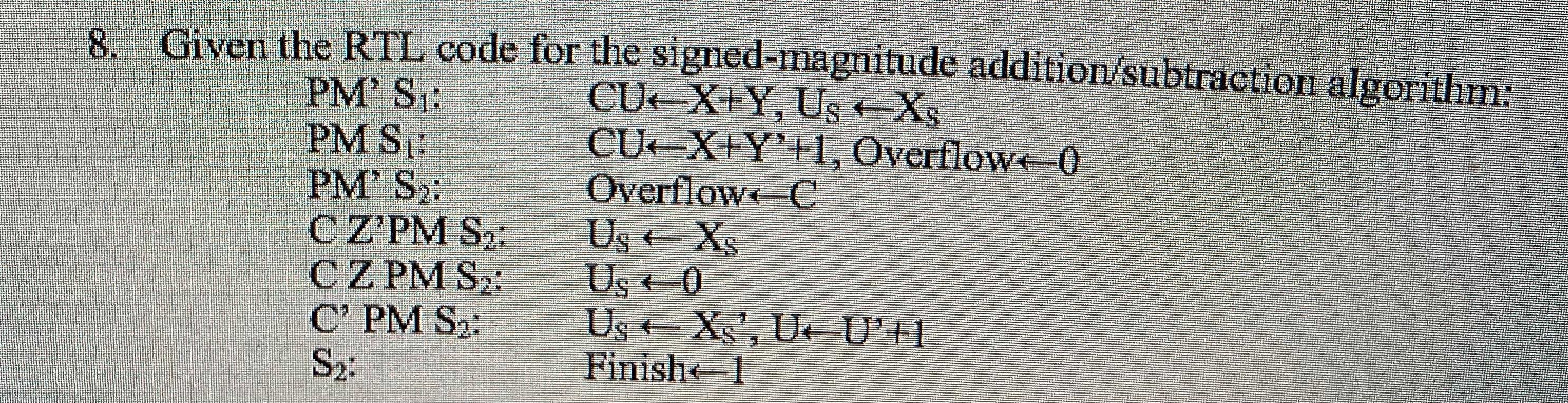 Solved 8 Given The Rtl Code For The Signed Magnitude 