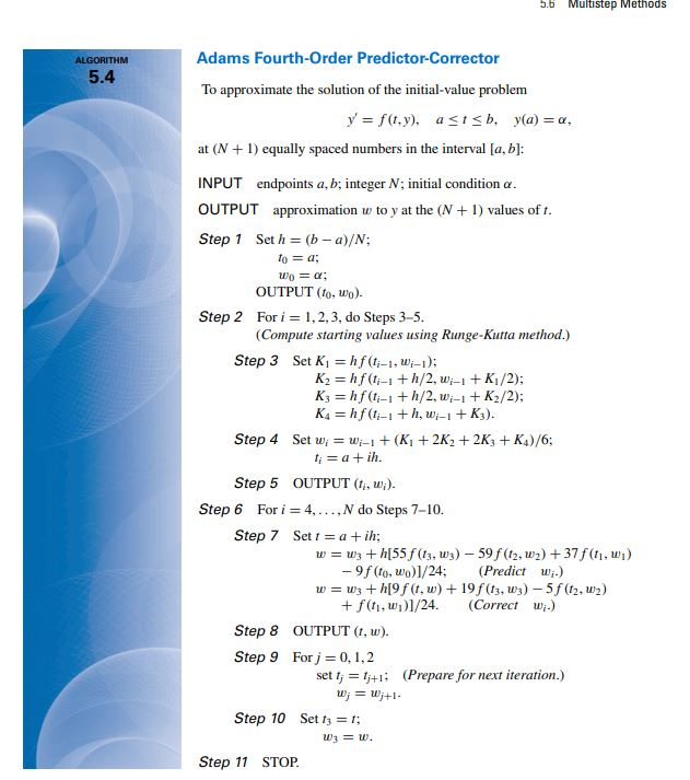 5.6 Multistep Methods ALGORITHM 5.4 Adams | Chegg.com