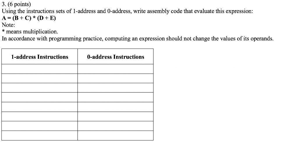 Solved 3. (6 points) Using the instructions sets of | Chegg.com