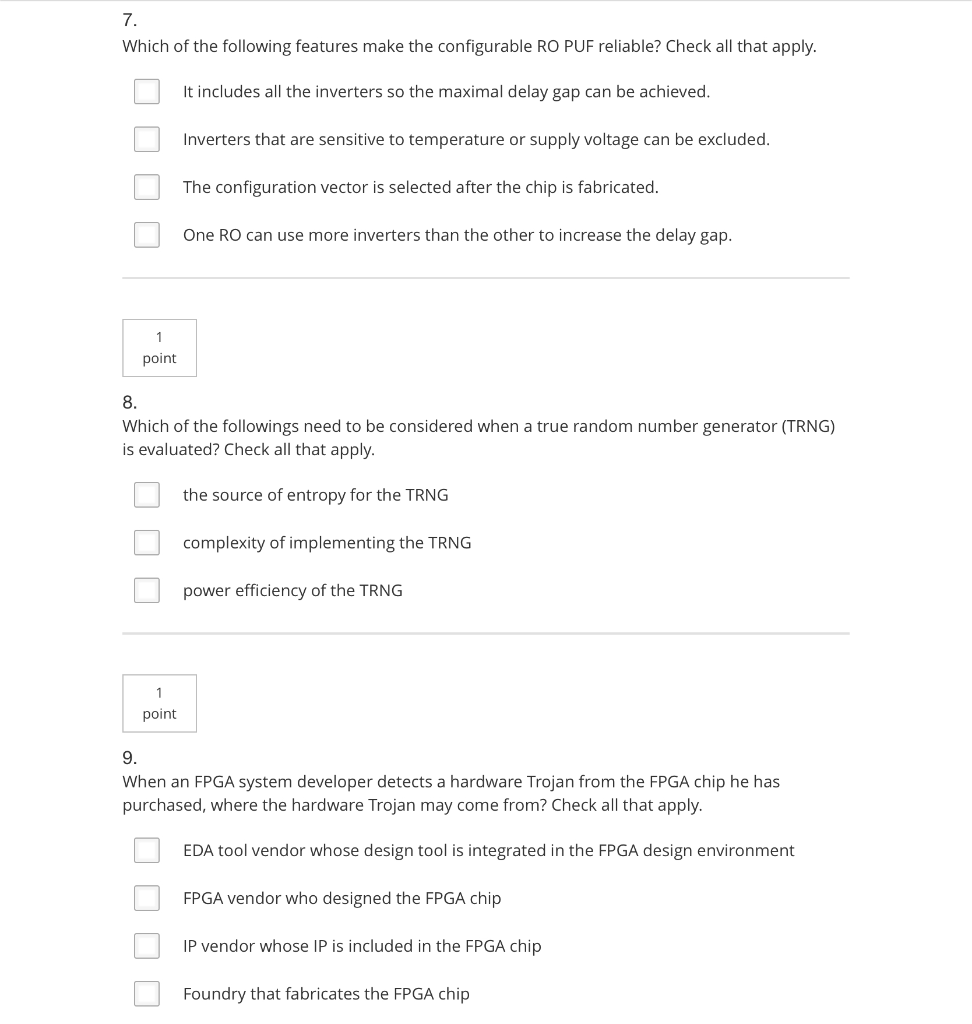 Solved point 5. Which of the following PUFs are memory | Chegg.com