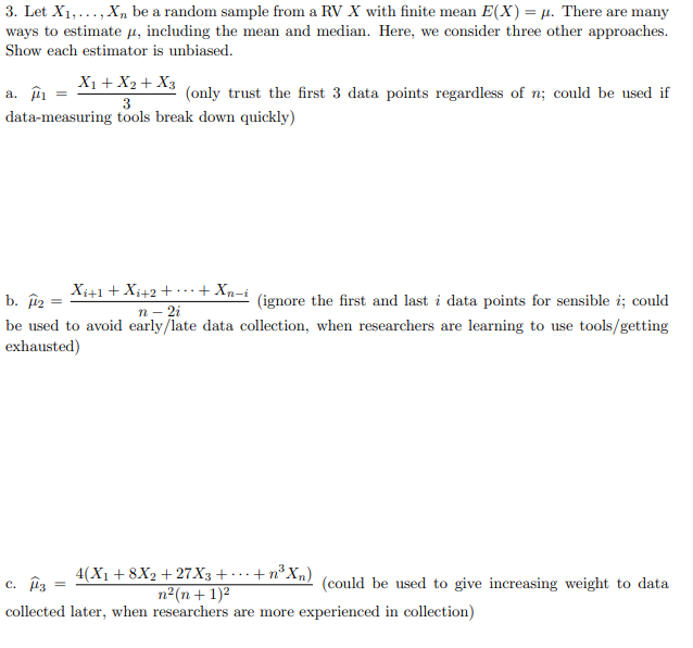Solved 3. Let X1,..., X, be a random sample from a RV X with | Chegg.com