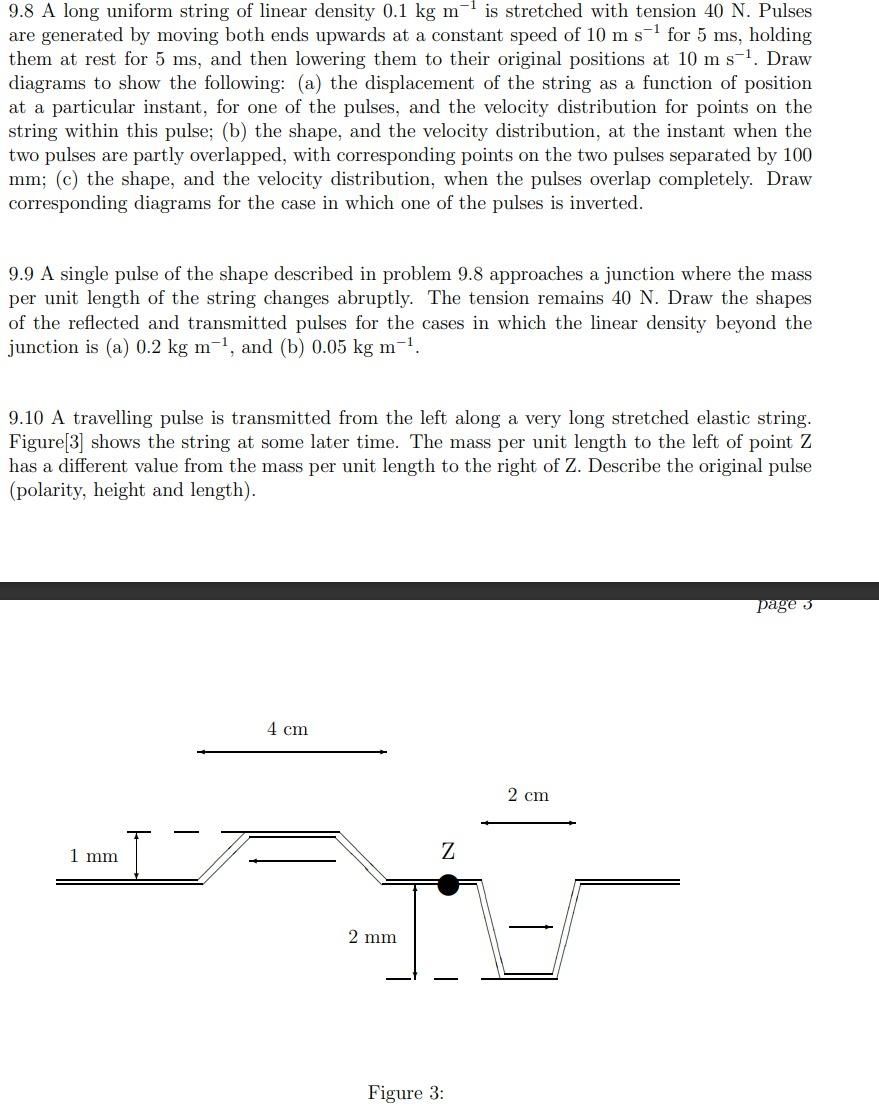 9.8 A long uniform string of linear density 0.1 kg m | Chegg.com