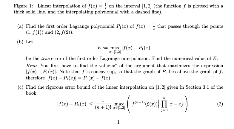 Solved Problem 1. (Error bounds in piecewise-linear Lagrange | Chegg.com