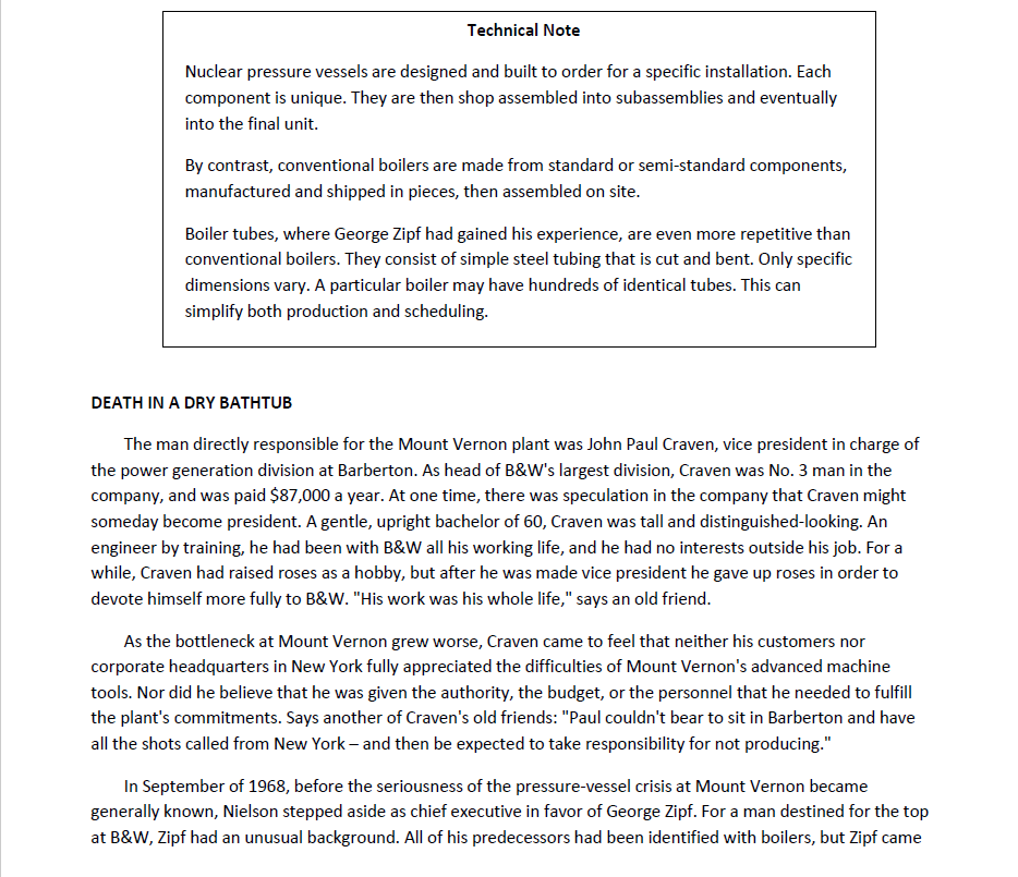 Solved The Great Nuclear Fizzle at Old Babcock & Wilcox | Chegg.com