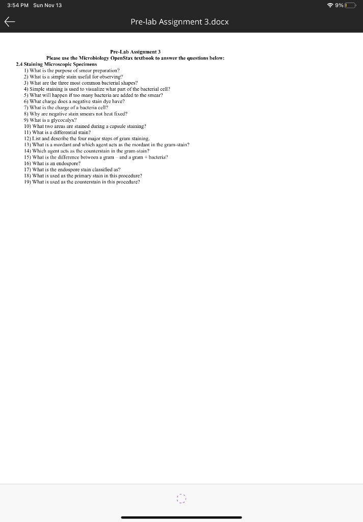 Solved Pre-Lab Assignment 3 Please use the Microbiology | Chegg.com