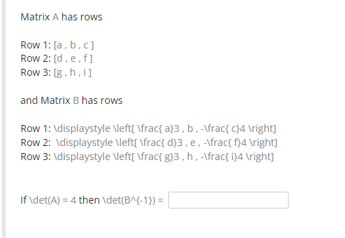 Solved Matrix A has rows Row 1: [a,b,c] Row 2: [d,e,f] Row 3 | Chegg.com