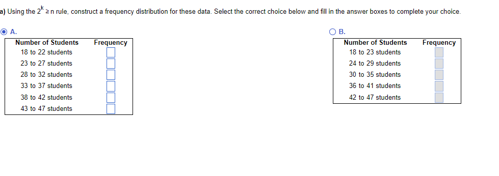 Solved Using the 2k≥n rule, construct a frequency | Chegg.com
