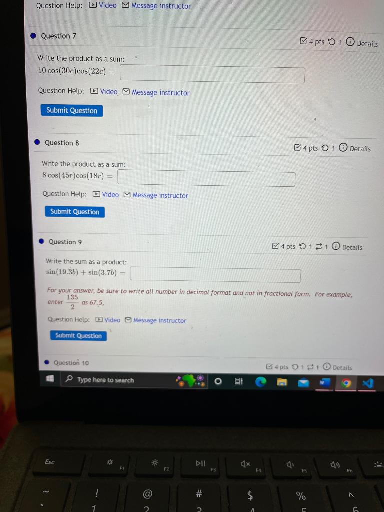 Solved Question Help: Video Message instructor Question 7 4 | Chegg.com