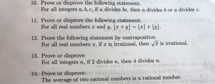 Solved 10. Prove or disprove the following statement. 11. | Chegg.com