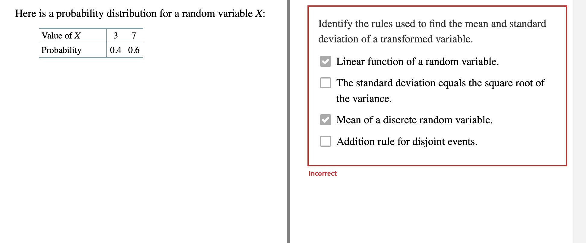 Solved Here is a probability distribution for a random | Chegg.com