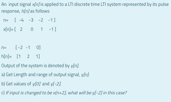 Solved An input signal x[n]is applied to a LTI discrete time | Chegg.com