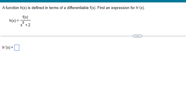 Solved A function h(x) is defined in terms of a | Chegg.com