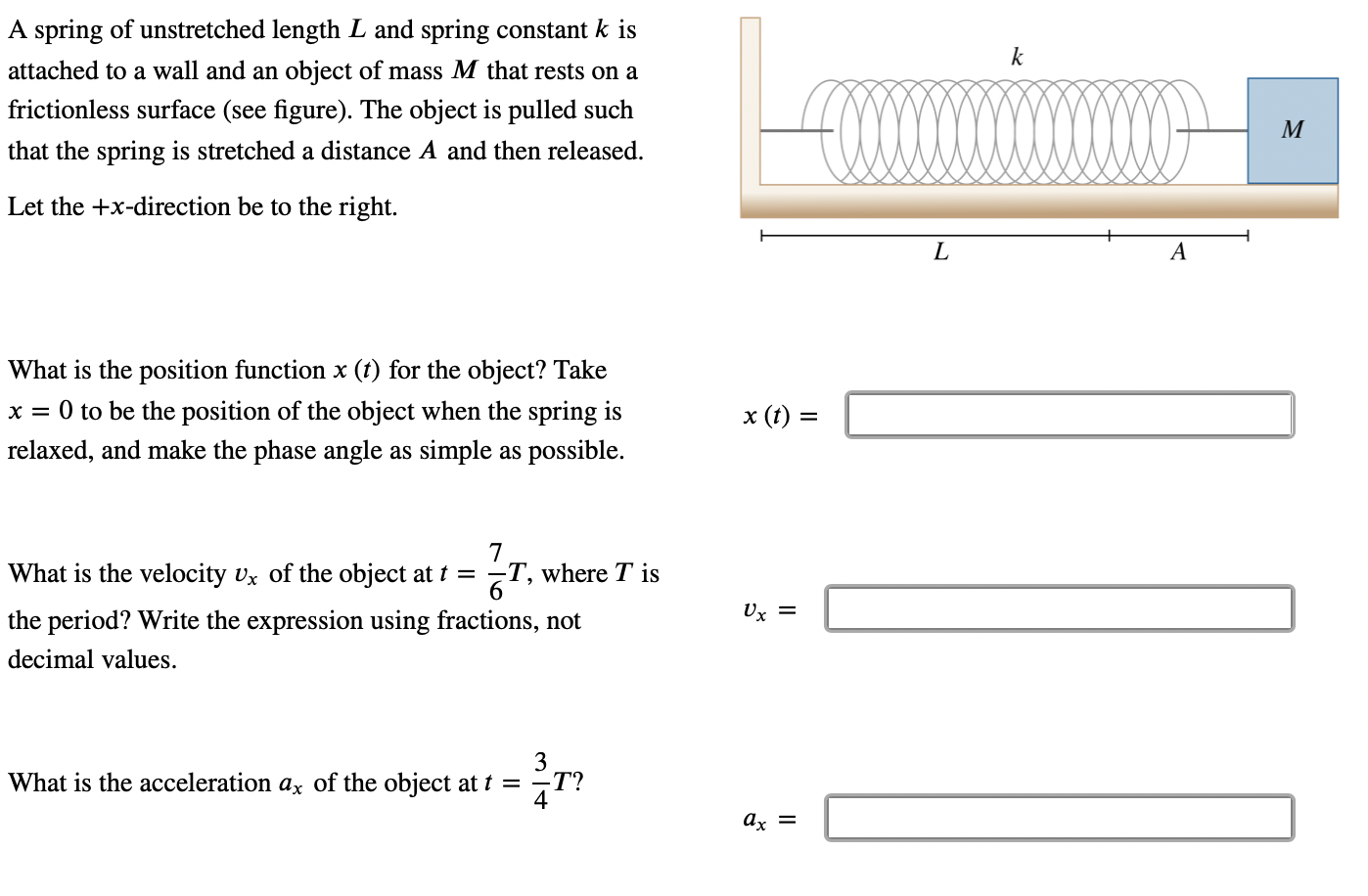 Solved A spring of unstretched length L and spring constant | Chegg.com