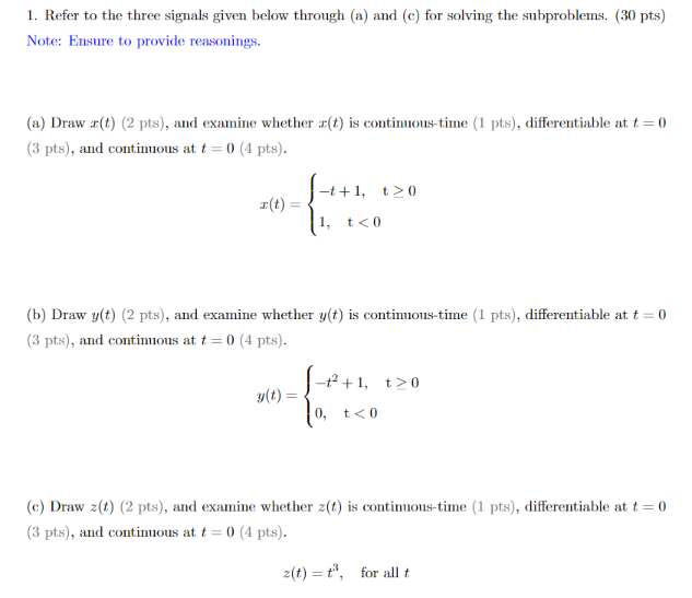 Solved 1. Refer to the three signals given below through (a) | Chegg.com