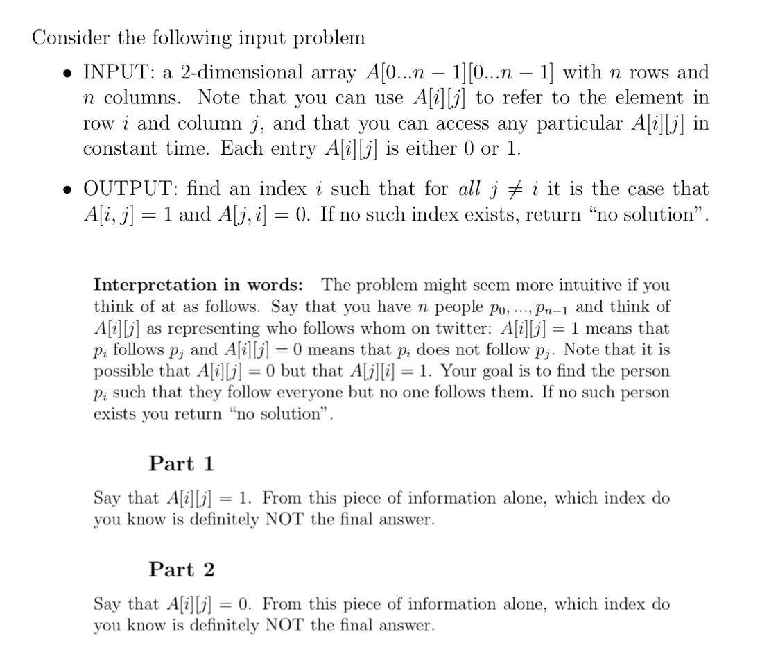 sider the following input problem INPUT: a | Chegg.com