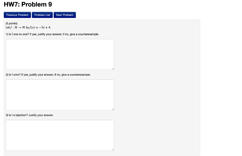 Solved Let f:R→R by f(x)=−3x+4. 1) Is fone-to-one? If yes, | Chegg.com