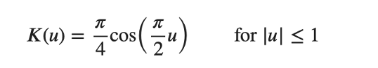 The cosine kernel is defined by Define a cosine KDE | Chegg.com