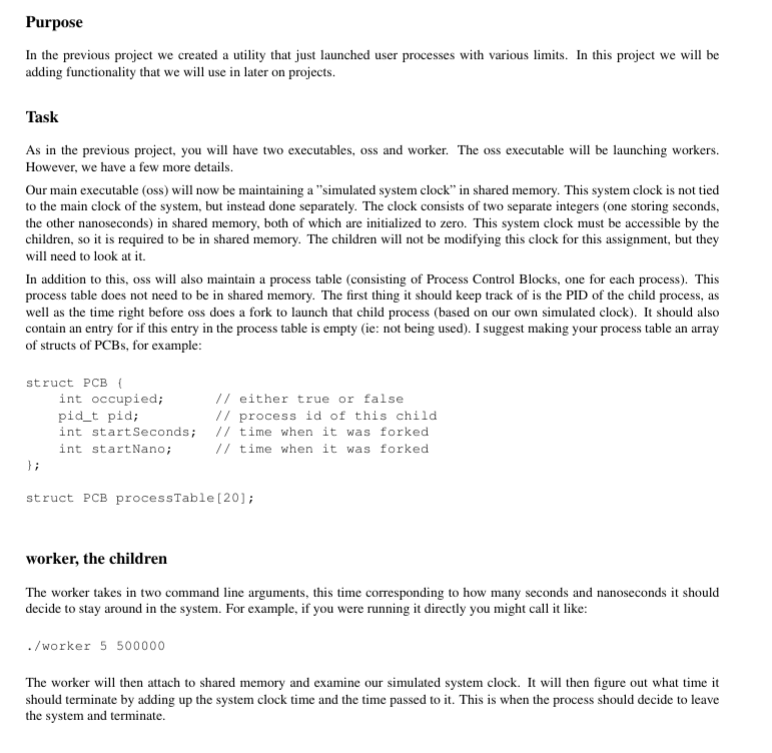 Solved I need some help writing this oss program using | Chegg.com
