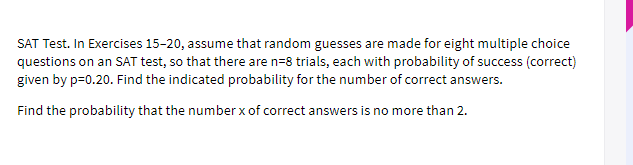 Solved SAT Test. In Exercises 15-20, assume that random | Chegg.com