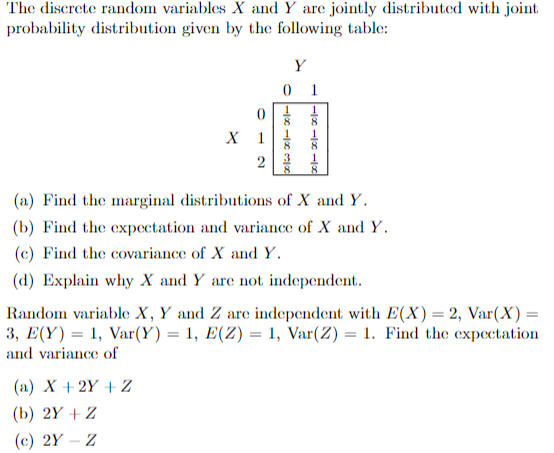 Solved The discrete random variables X and Y are jointly | Chegg.com