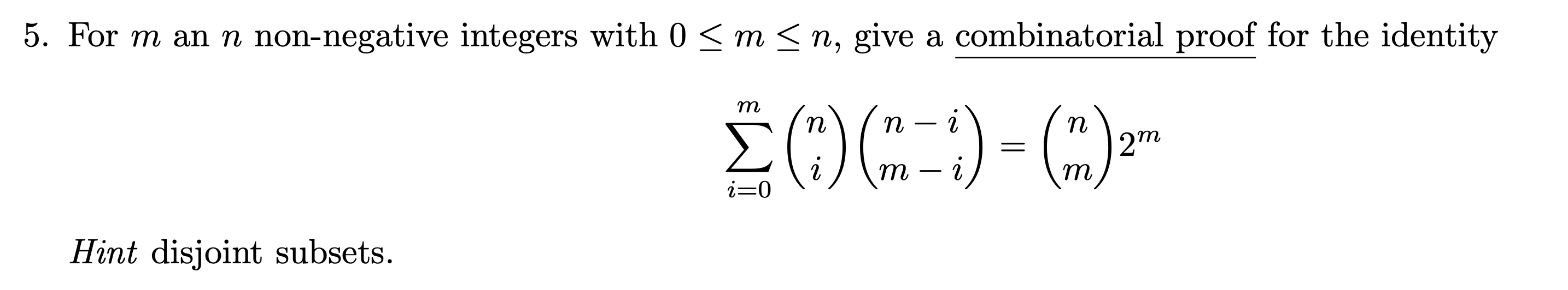 Solved 5. For m an n non-negative integers with 0 | Chegg.com