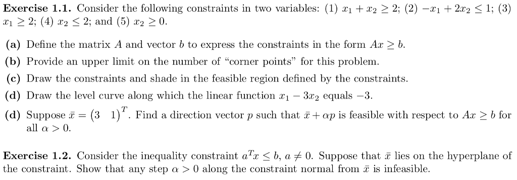 Solved Exercise 1.1. Consider the following constraints in | Chegg.com
