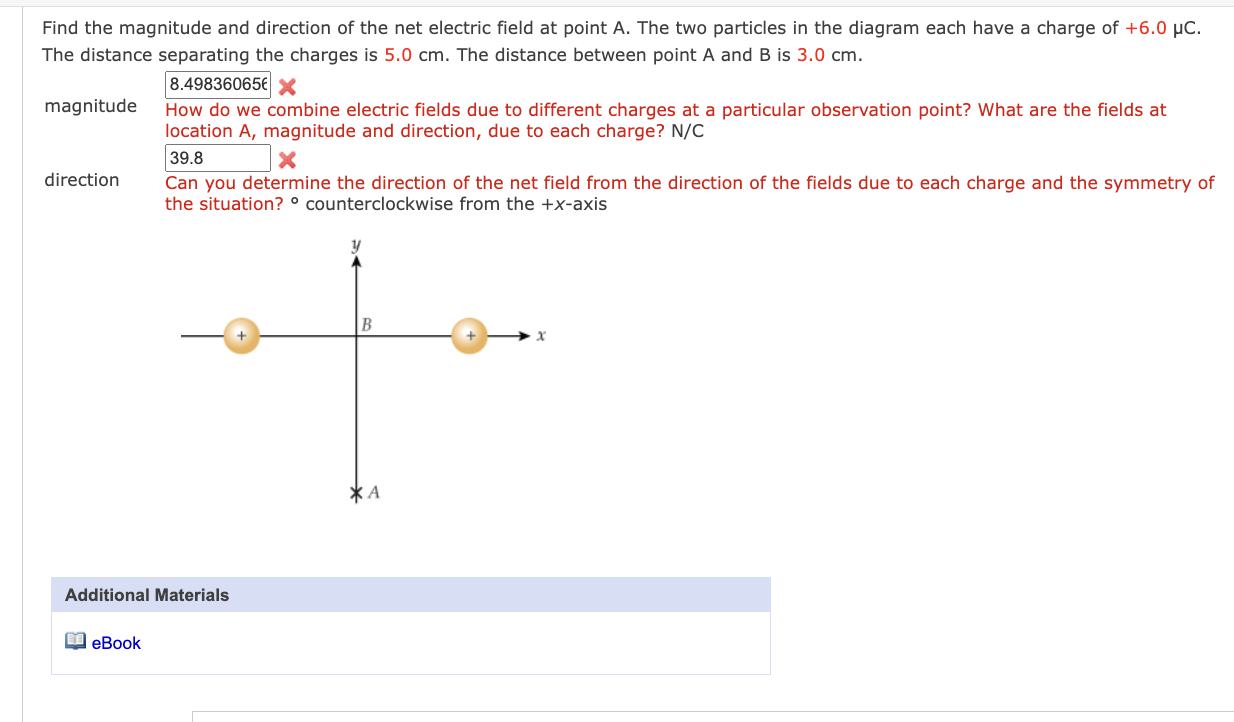 Solved Find the magnitude and direction of the net electric | Chegg.com