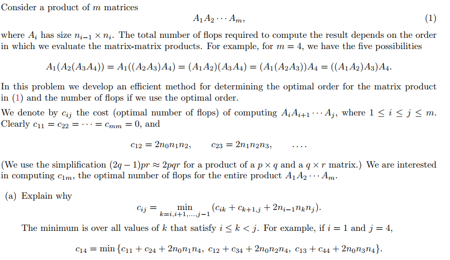 Consider a product of m matrices A1 A2 ... Am (1) | Chegg.com