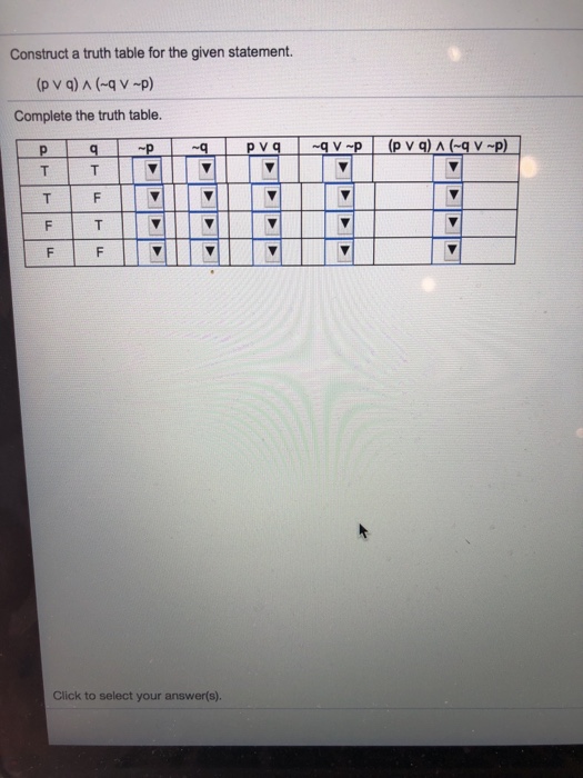 Solved Construct a truth table for the given statement | Chegg.com