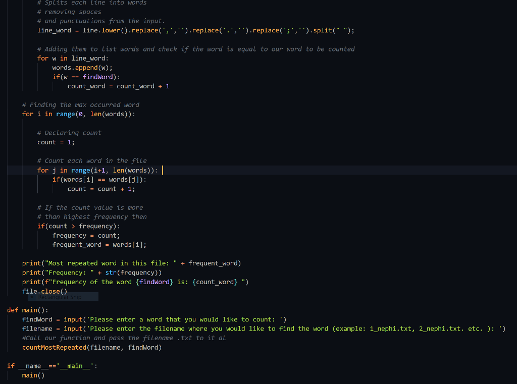 WHAT I AM MISSING IN MY CODE? I NEED TO FIND THE WORD | Chegg.com