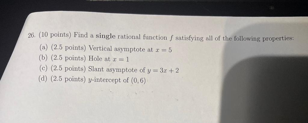 Solved 26. (10 points) Find a single rational function f | Chegg.com