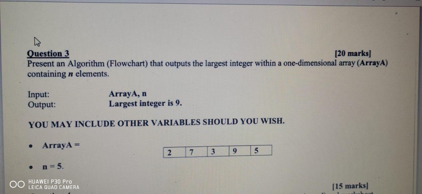 Solved w Question 3 [20 marks] Present an Algorithm | Chegg.com