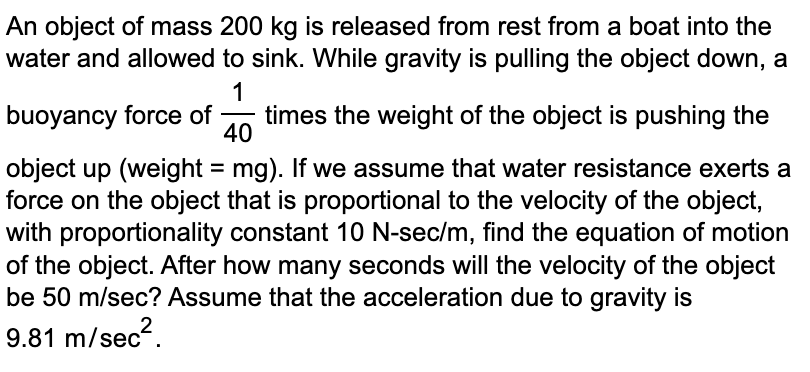 Solved An object of mass 200 kg is released from rest from a | Chegg.com