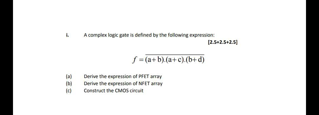 i. A complex logic gate is defined by the following | Chegg.com