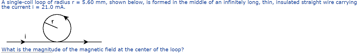 Solved A single-coil loop of radius r=5.60 mm, shown below, | Chegg.com