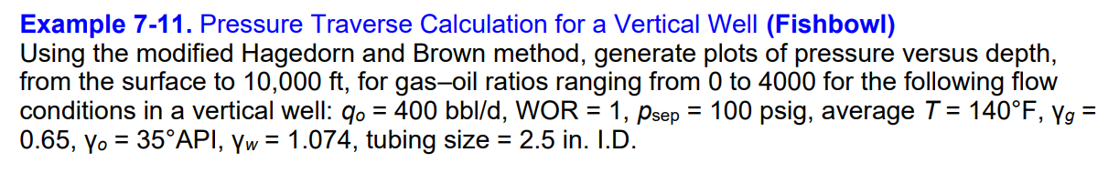 Example 7-11. Pressure Traverse Calculation for a | Chegg.com