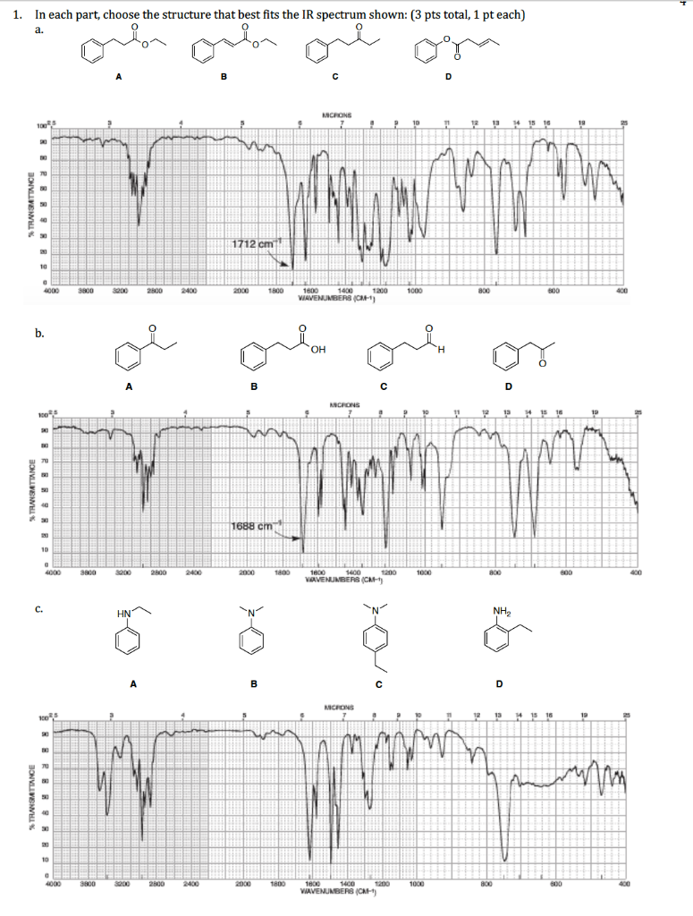 Solved 1. In each part, choose the structure that best fits | Chegg.com