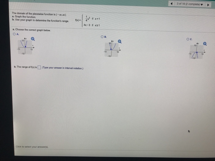 Solved 3of16/2 complete) ? The domain of the piecewise | Chegg.com